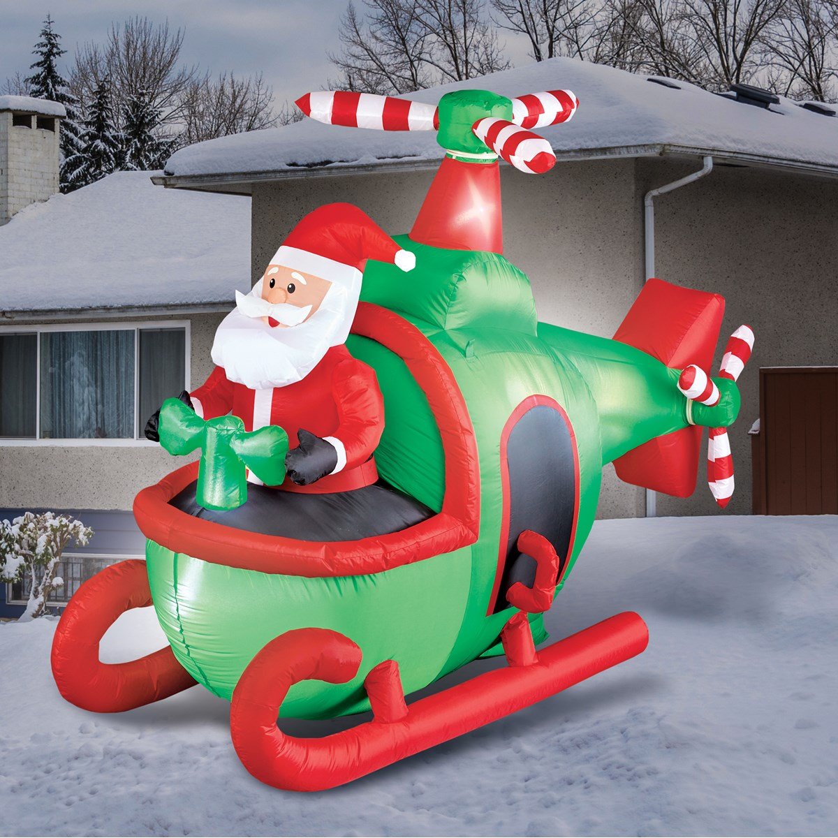 Santa Helicopter Outdoor Inflatable Decoration | Collections Etc.