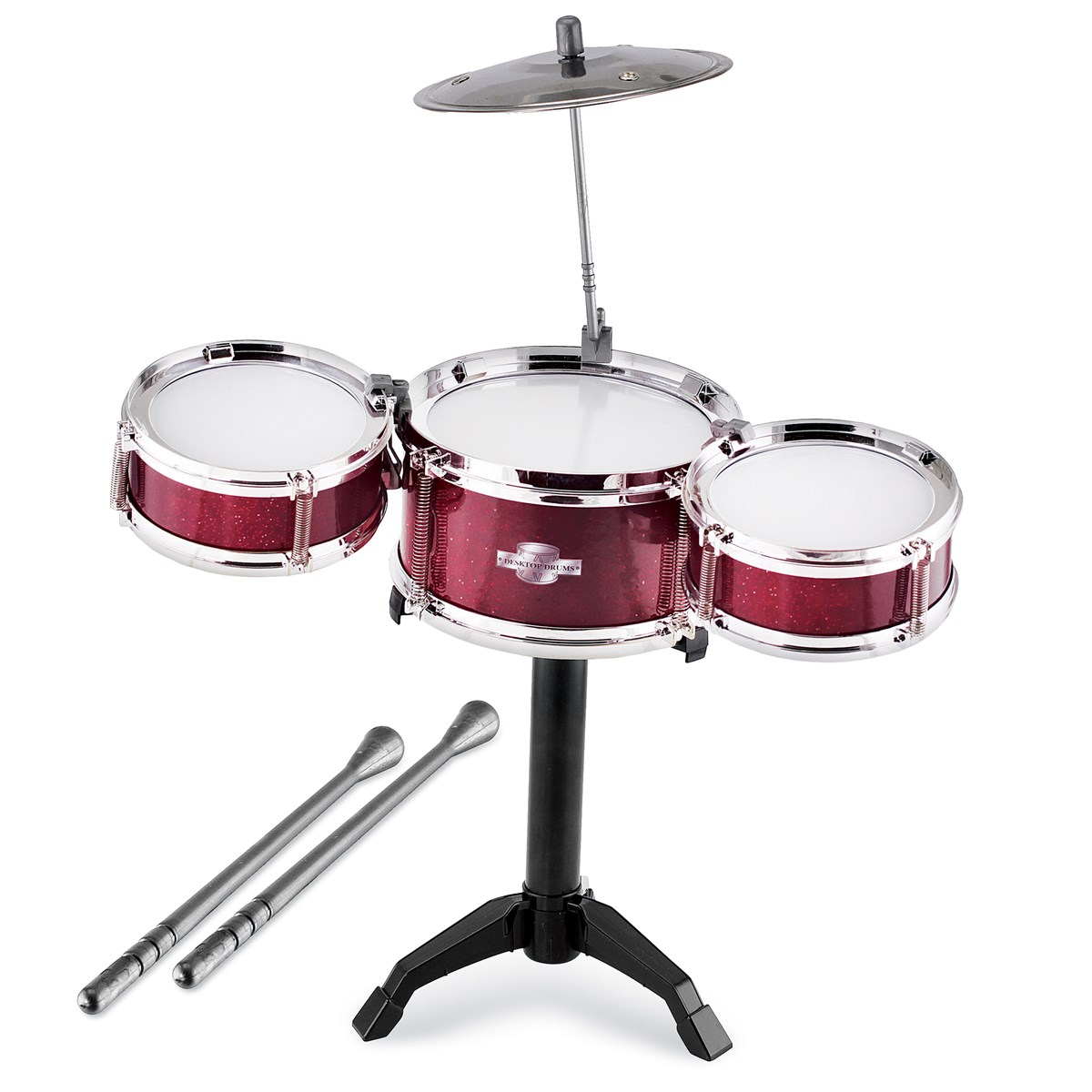 Desktop Mini Drum Set with Cymbals and Drum Sticks | Collections Etc.