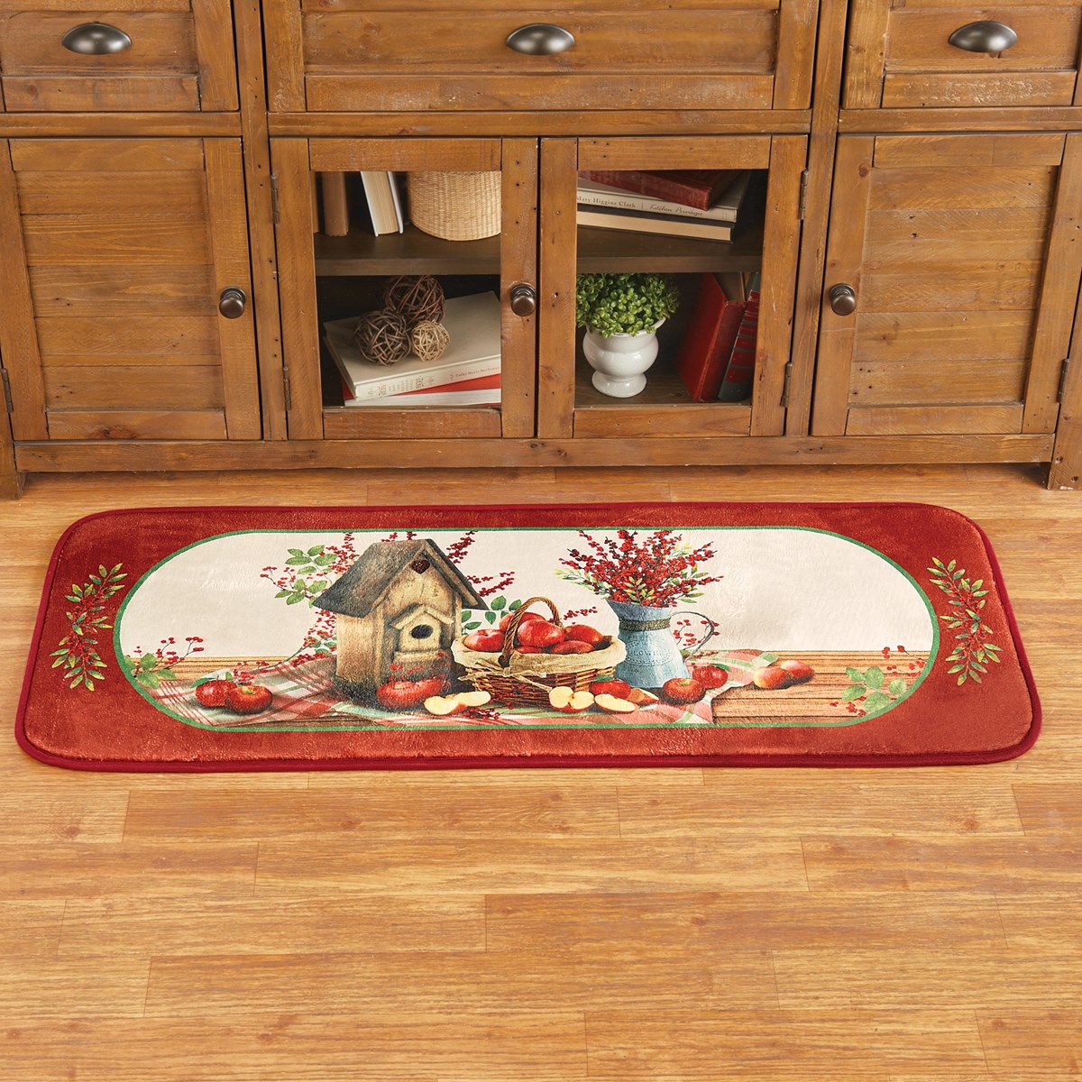 Country Apple Skid-Resistant Runner Kitchen Rug | Collections Etc.