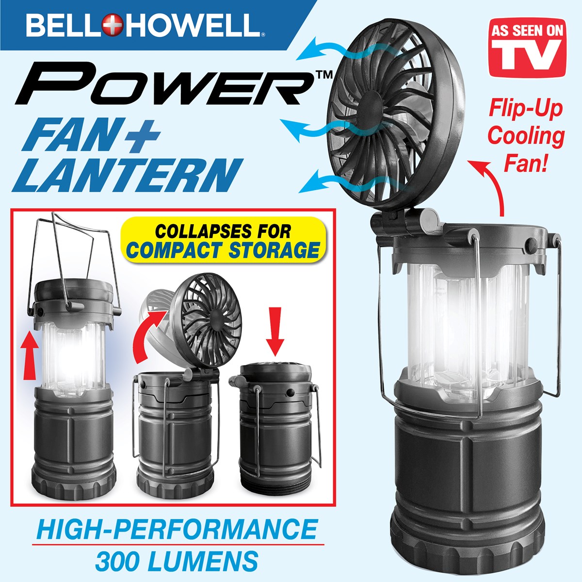 Bell and Howell Collapsible Power Fan and Lantern | Collections Etc.