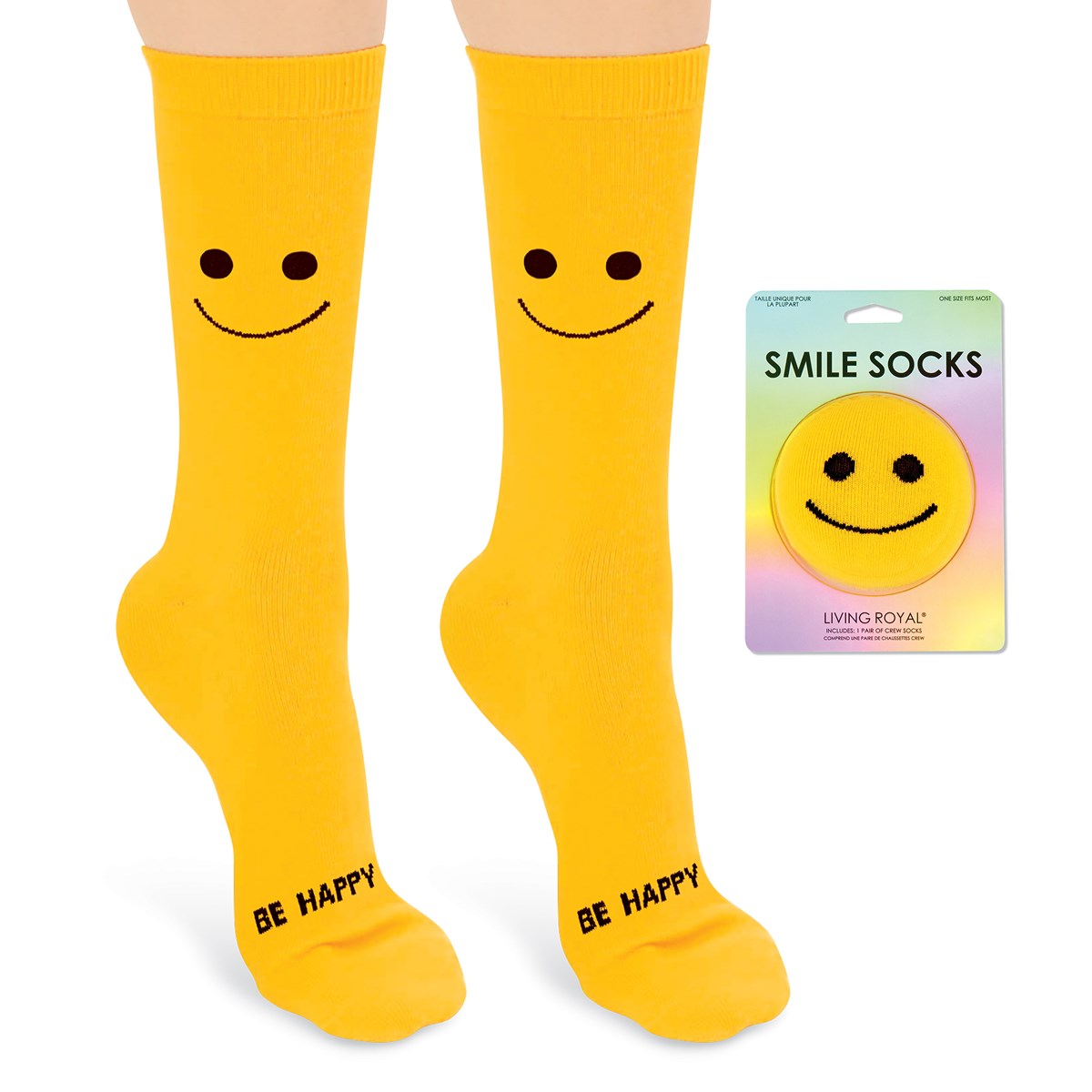 Smiley Face - Be Happy 3D Unisex Novelty High Socks | Collections Etc.