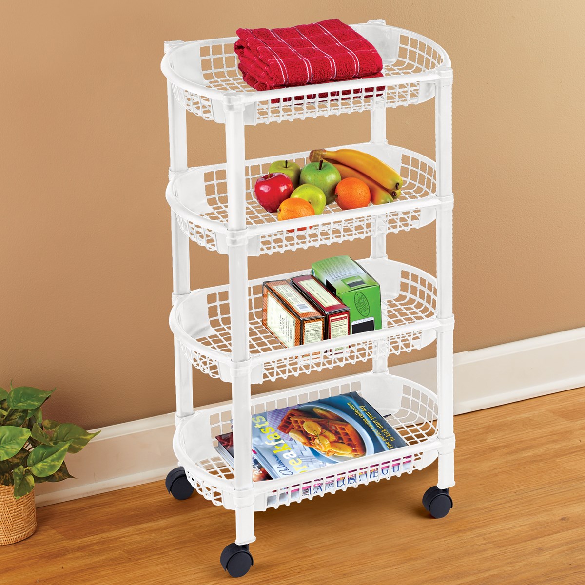 White 4-Tier Versatile Storage Organizer Cart | Collections Etc.