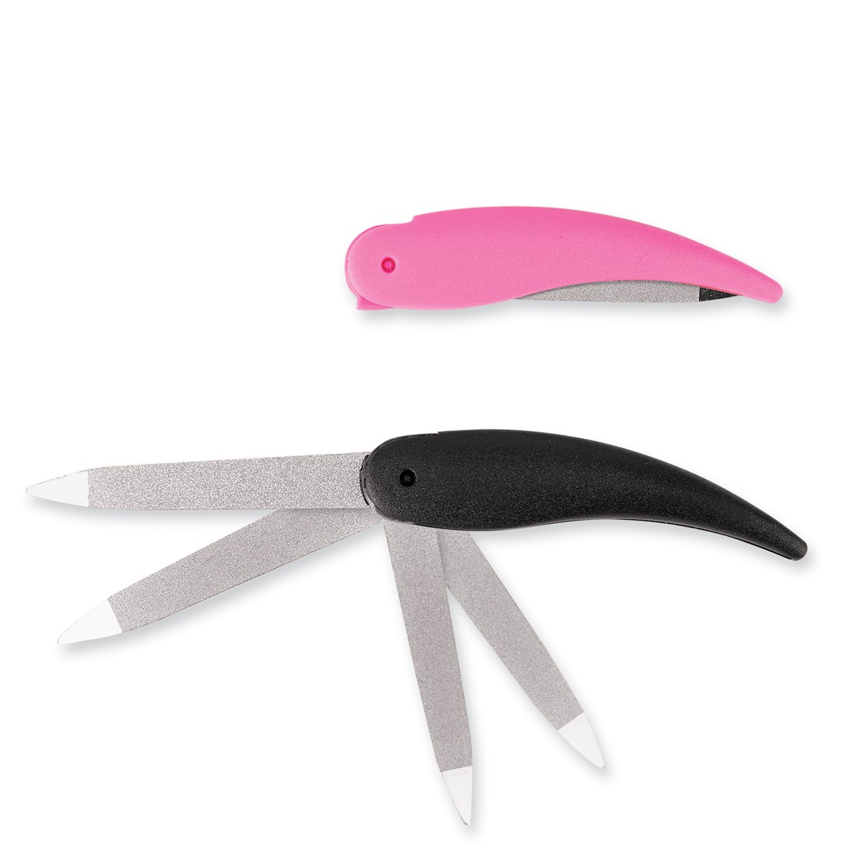 2-Piece Stainless Steel Black & Pink Folding Nail Files | Collections Etc.