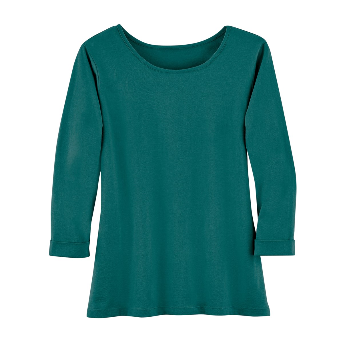 Cuffed 3/4 Sleeve Scoop Neck Knit Top | Collections Etc.