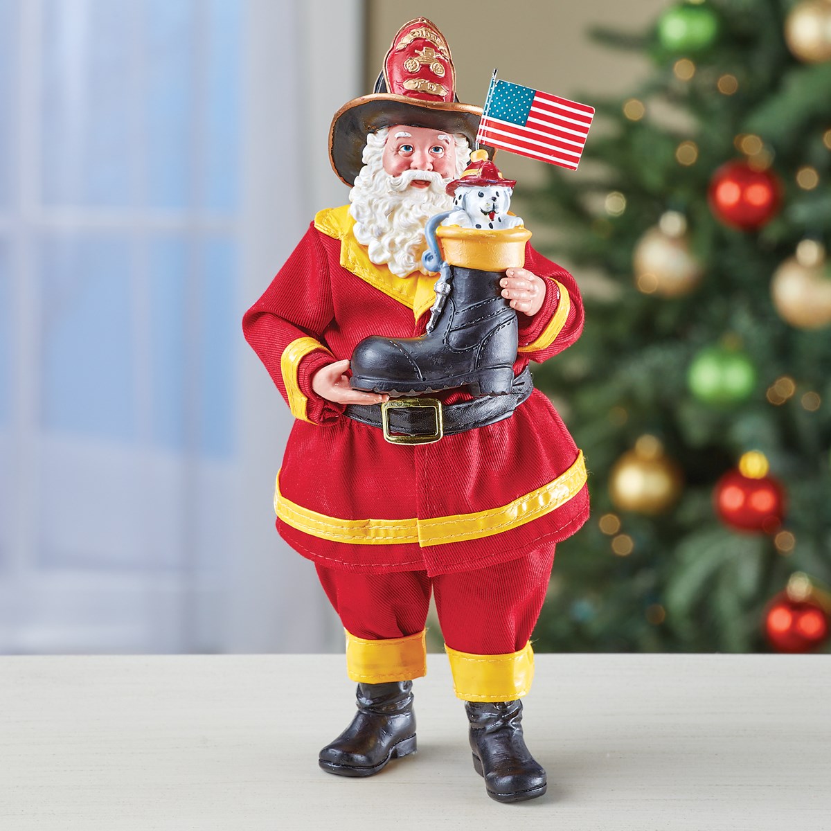 Firefighter Santa Claus Tabletop Decoration | Collections Etc.