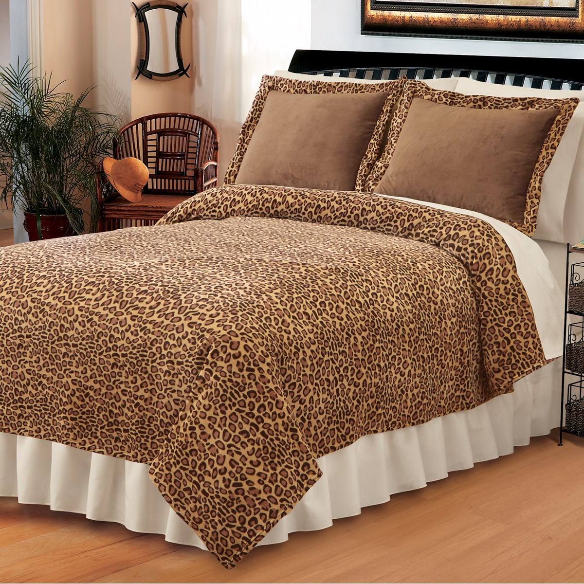 Leopard Print Cozy Plush Fleece Coverlet | Collections Etc.