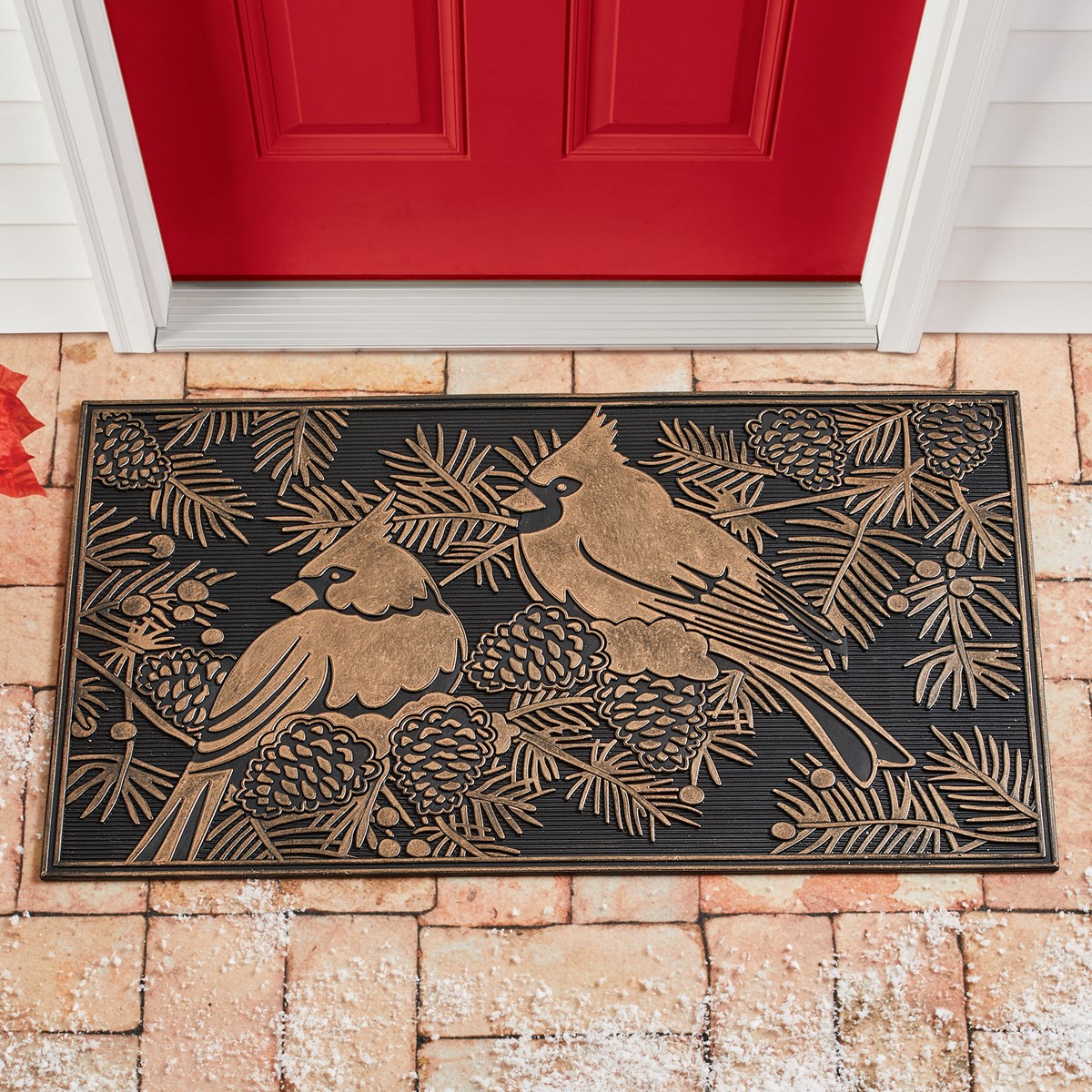 Cardinal & Pine Bronze-Finish Holiday Doormat | Collections Etc.
