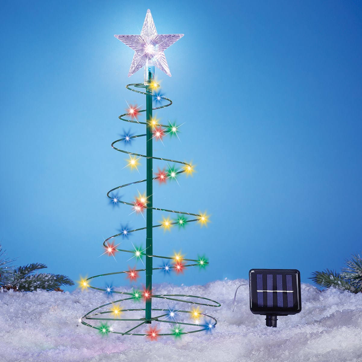Solar Powered LED Christmas Tree with Star Garden Stake | Collections Etc.