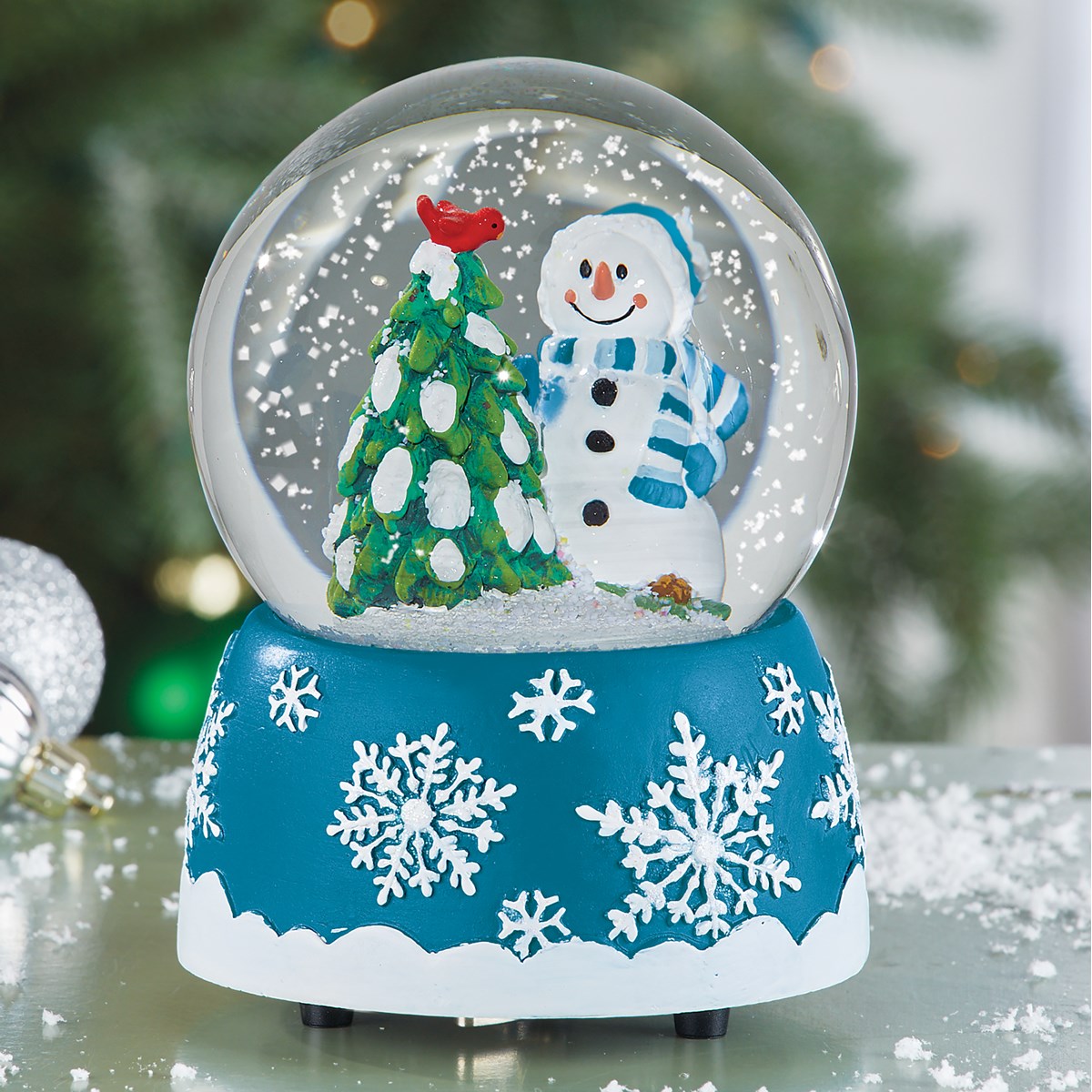 Hand-Painted Wintery Snowman Snow Globe Decoration | Collections Etc.