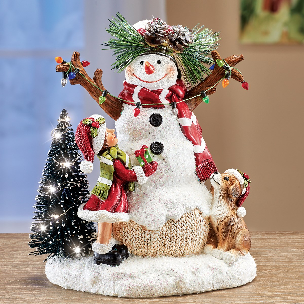 LED Lighted Snowman and Friends Tabletop Decoration | Collections Etc.