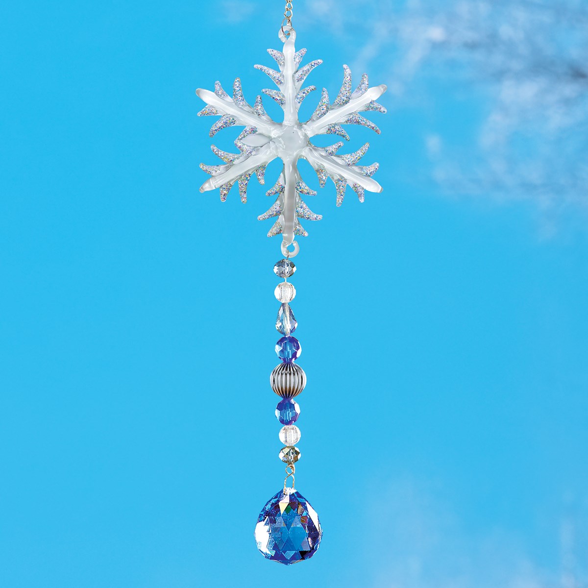 Hanging Glass Winter Snowflake Suncatcher | Collections Etc.