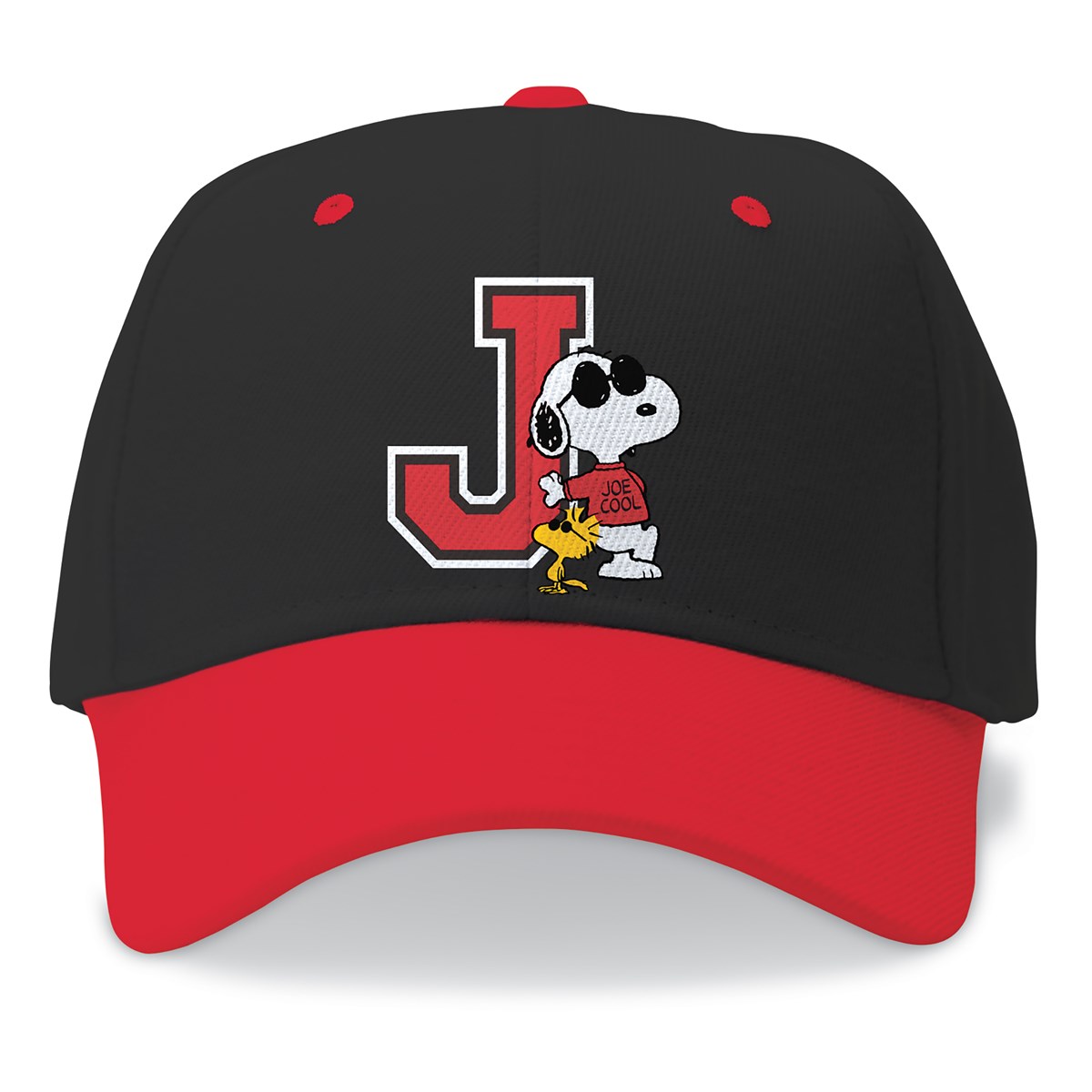 Joe Cool Adjustable Black Hat with Red Bill | Collections Etc.