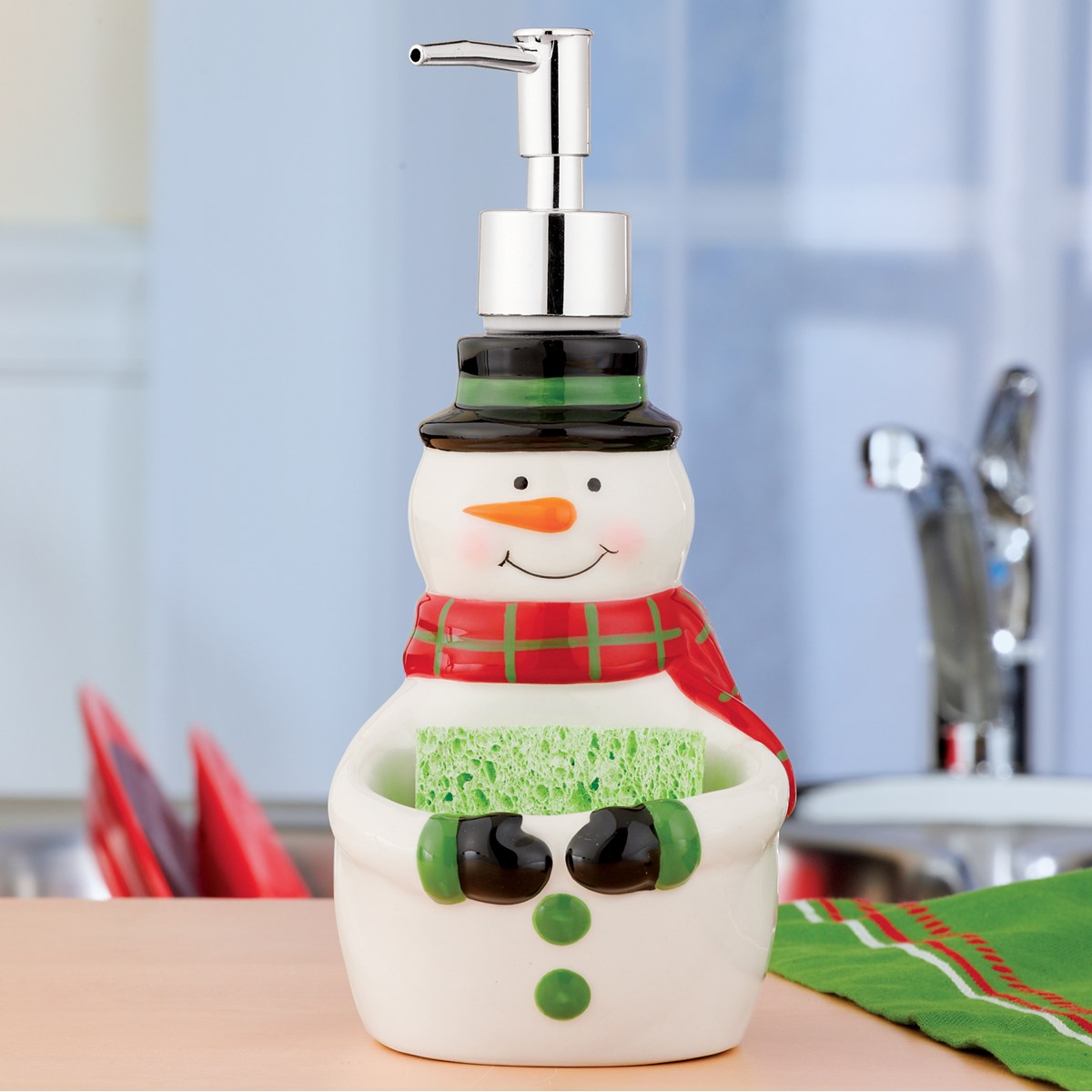 Festive Snowman Ceramic Soap Dispenser with Sponge Holder | Collections ...