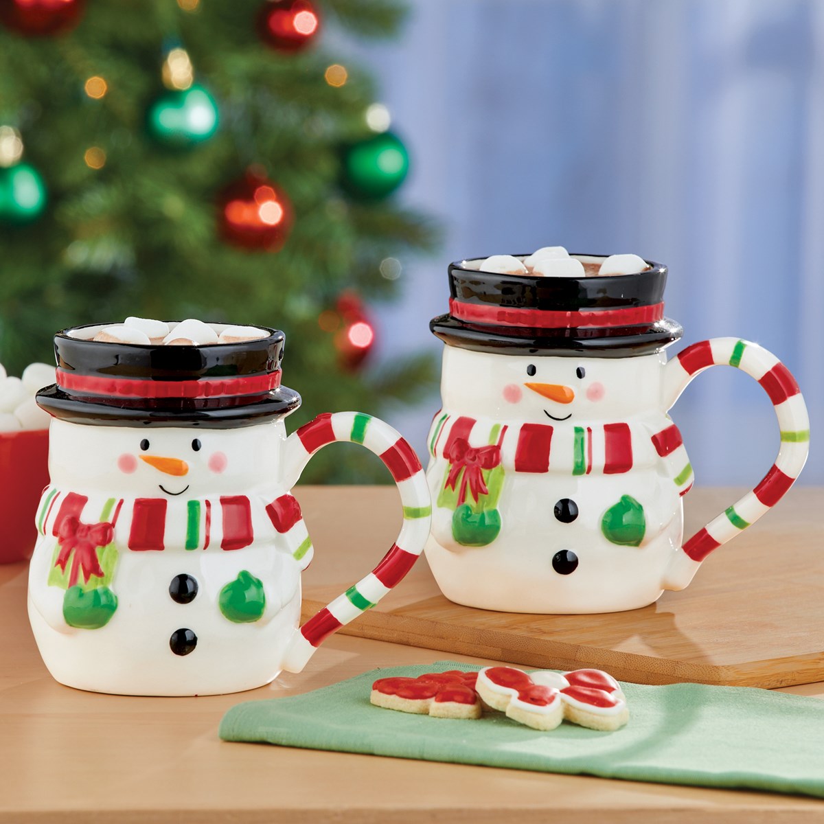 2-Piece Adorable Festive Snowmen Mugs Set | Collections Etc.