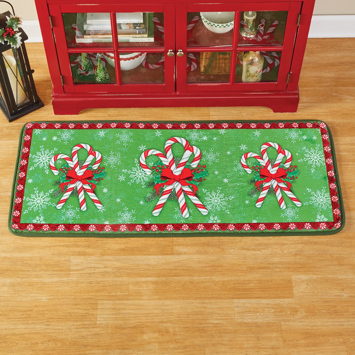 Holiday Candy Cane Kitchen Runner Rug | Collections Etc.