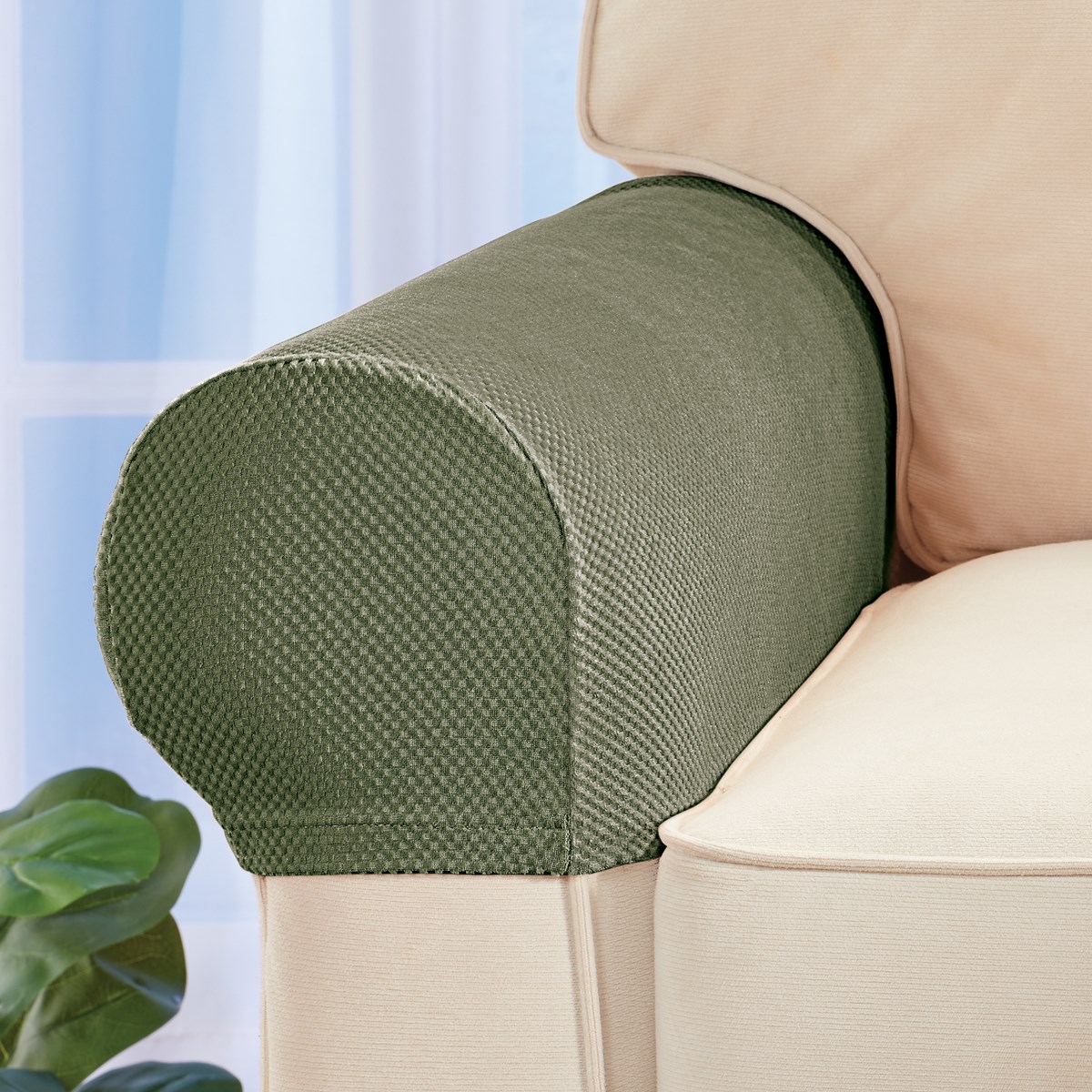 Set of 2 Diane Textured Pattern Arm Rest Covers | Collections Etc.