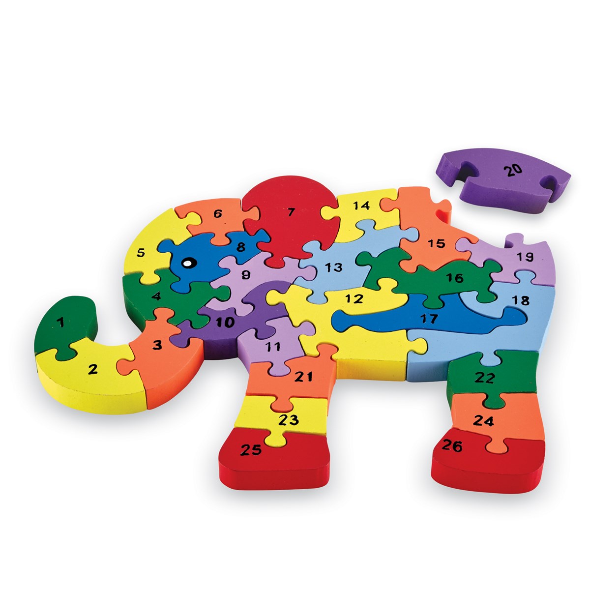 Wooden Elephant Numbered Puzzle - Ages 3+ | Collections Etc.