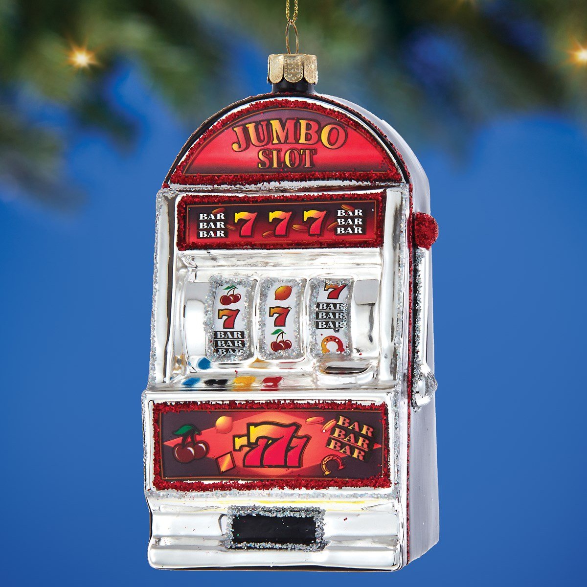 Colorful Slot Machine Glass Christmas Ornament | Collections Etc.