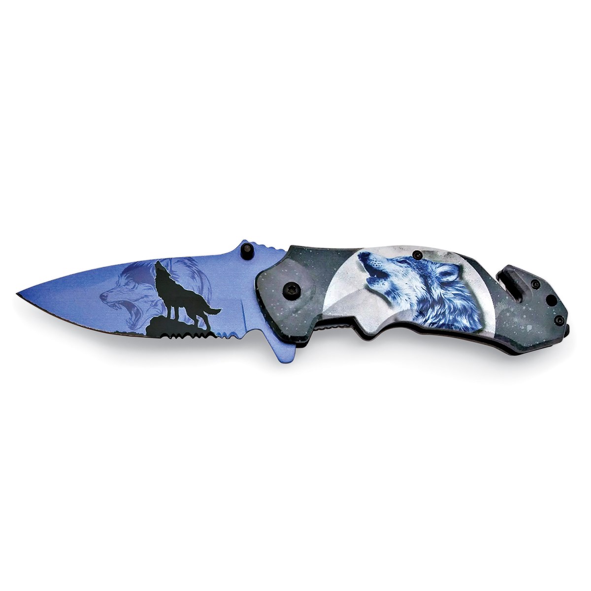 Foldable Blue Wolf Stainless Steel Collectible Knife | Collections Etc.