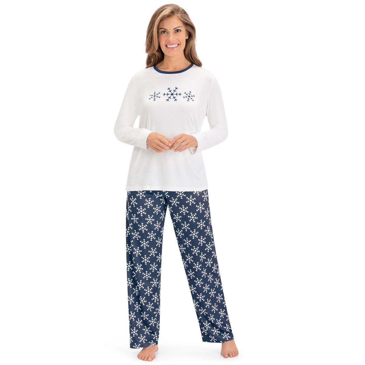 2-Piece Long-Sleeve Snowflake Pajama Set | Collections Etc.