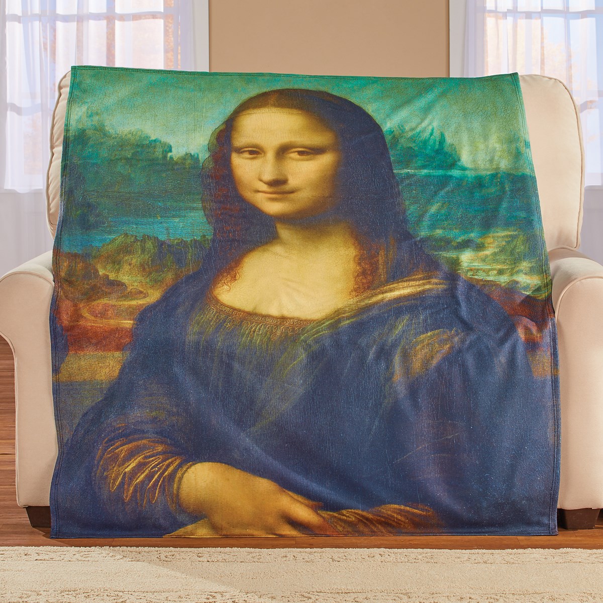 5-Foot Mona Lisa Inspired Throw Blanket | Collections Etc.