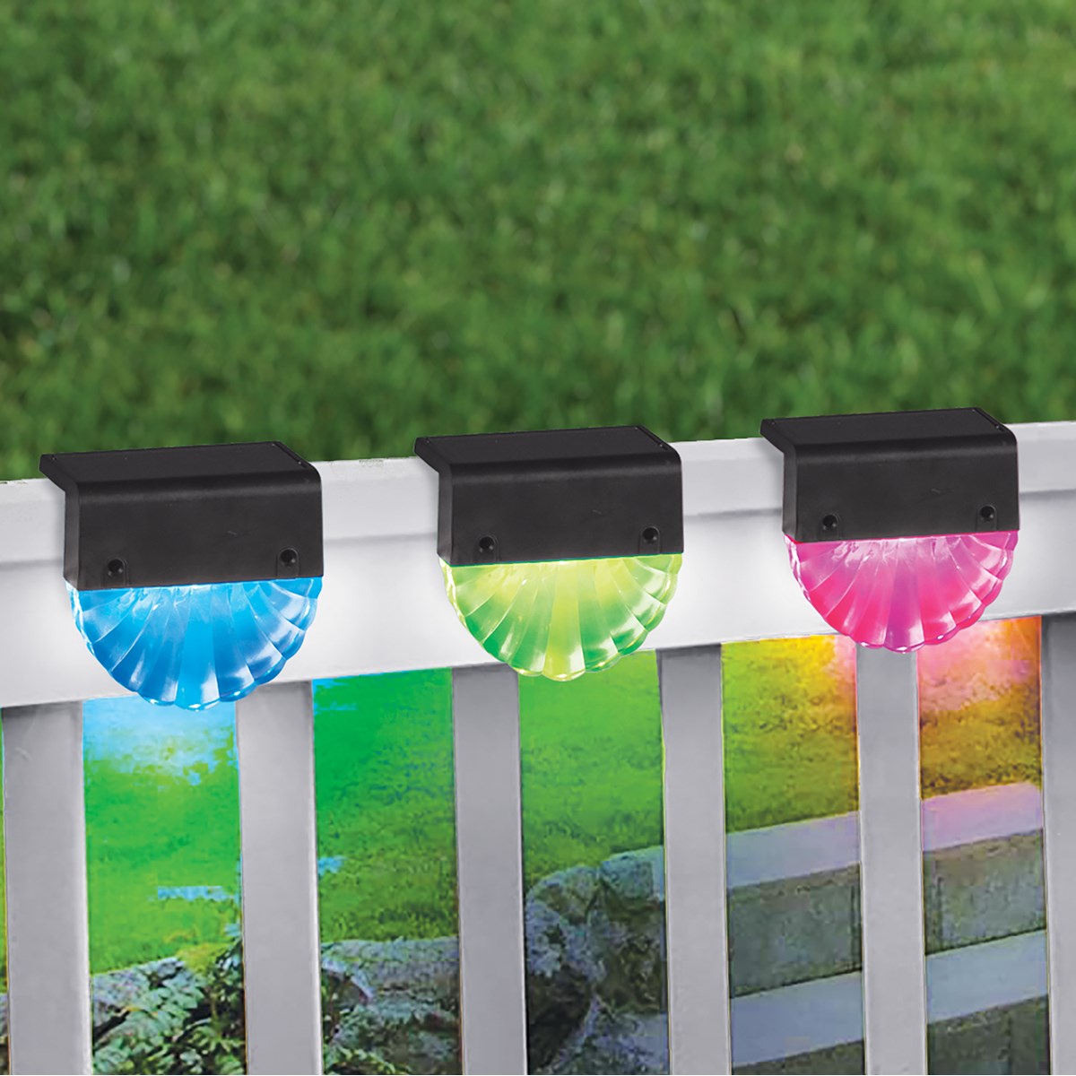 Solar Color Changing Seashell Pathway Lights - Set of 3 | Collections Etc.