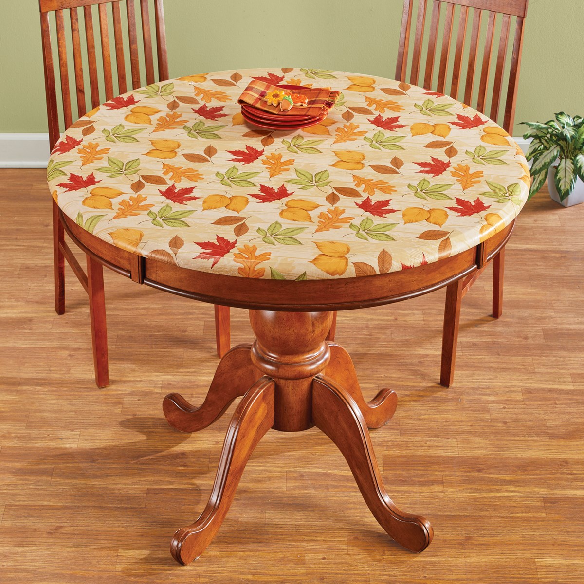 Autumn Leaves Stretch Fit Round Tablecloth | Collections Etc.