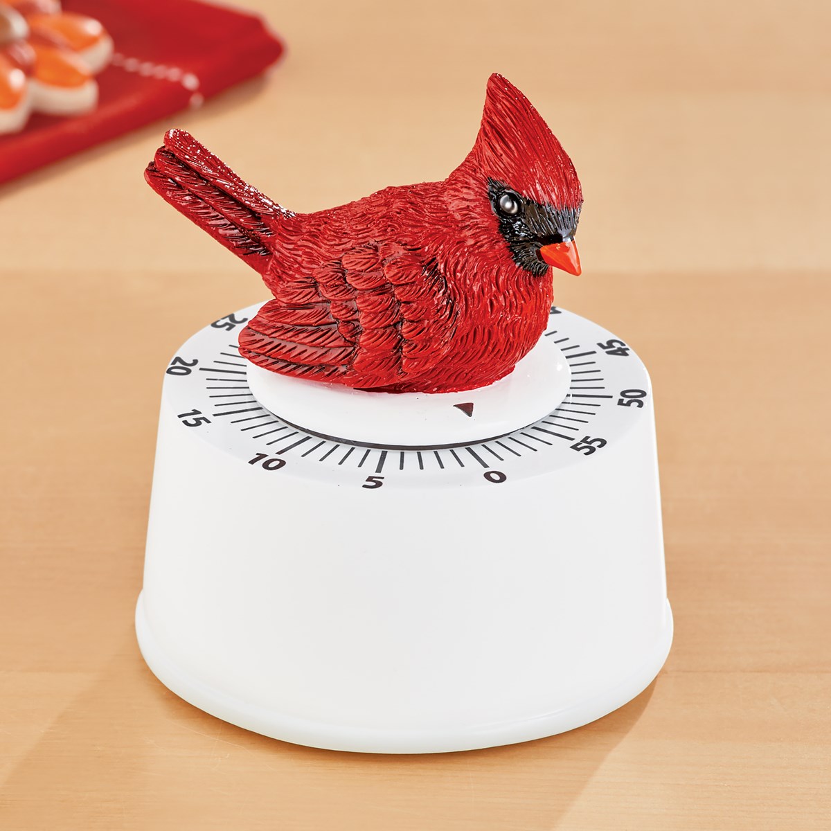 Hand-Painted Holiday Cardinal Kitchen Timer | Collections Etc.