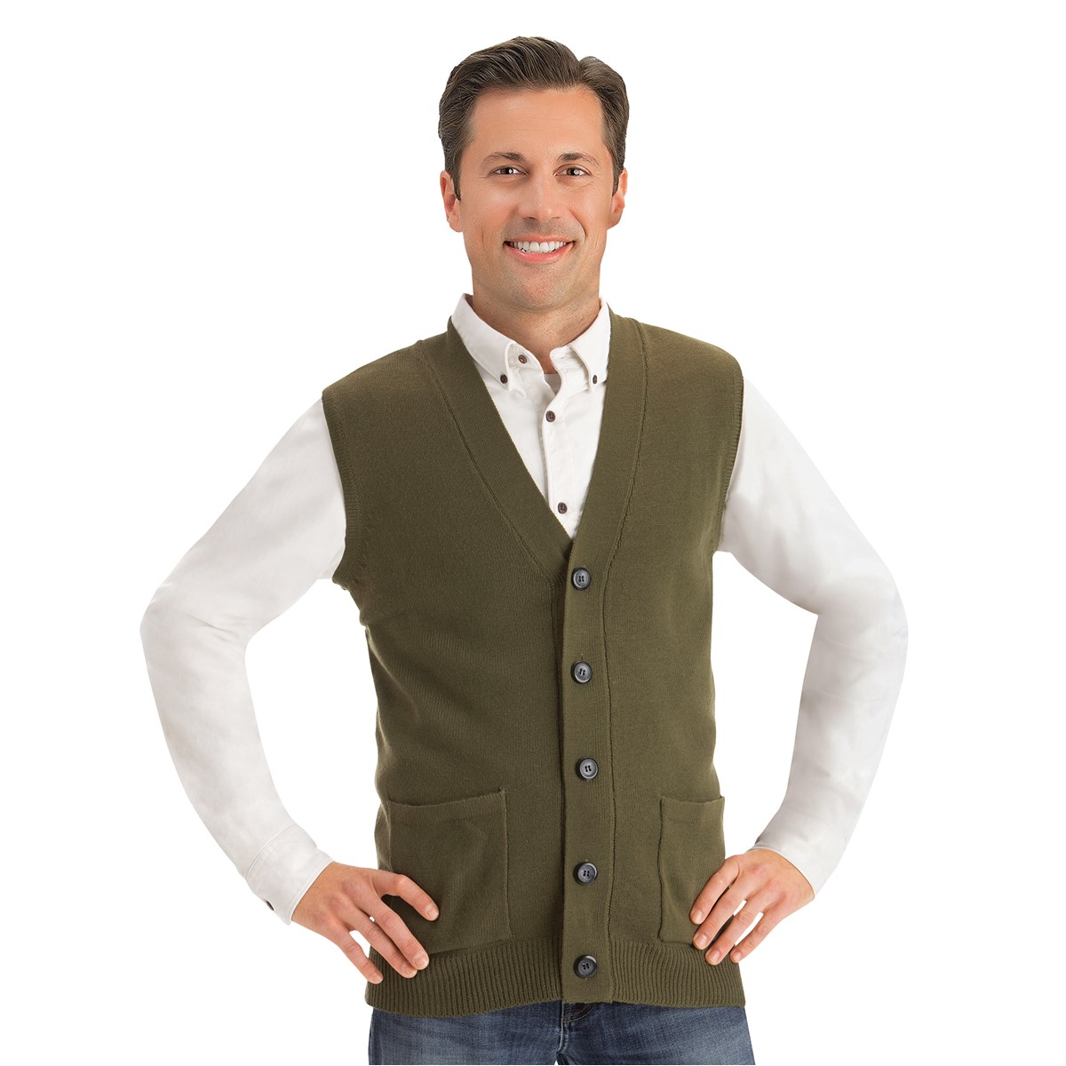 Men's Versatile Button Front Sweater Vest | Collections Etc.