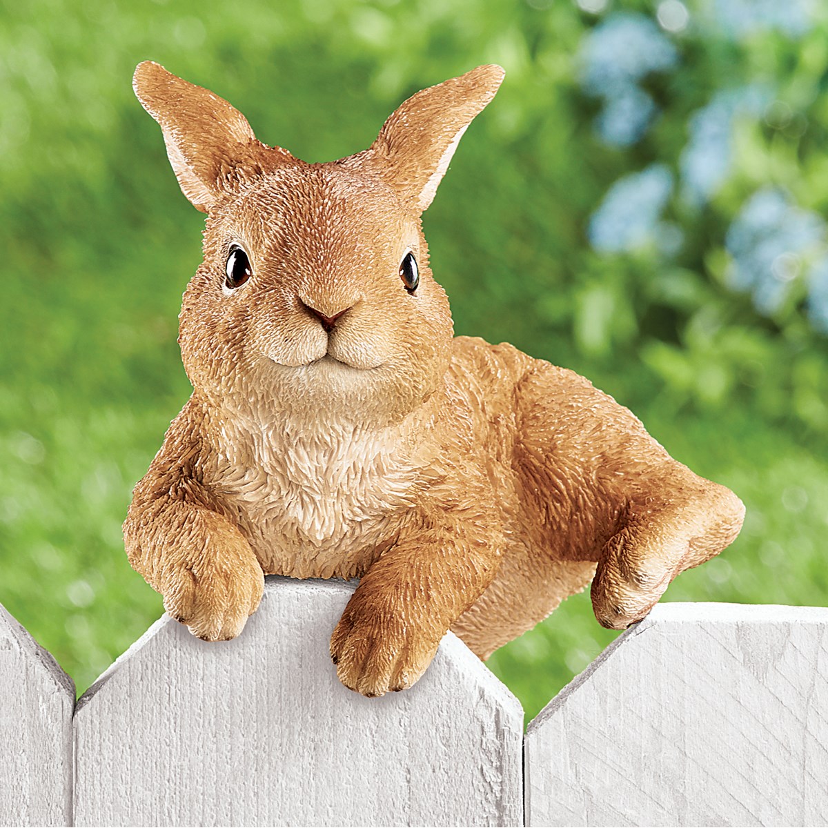 Hand-Painted Over the Fence Bunny Outdoor Statue | Collections Etc.
