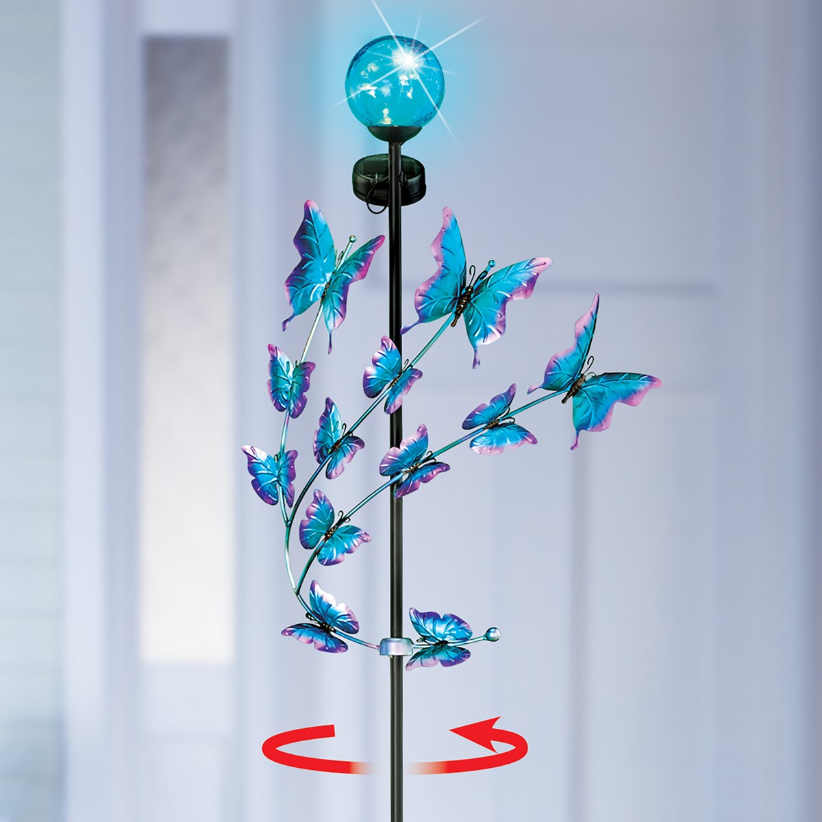 Solar Powered Blue Butterfly Wind Spinner Stake | Collections Etc.
