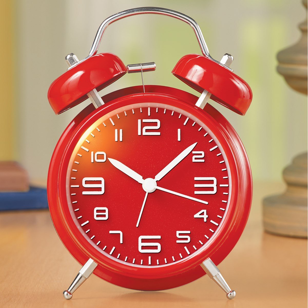 Vintage-Style Red Twin Bell Easy-to-Read Alarm Clock | Collections Etc.