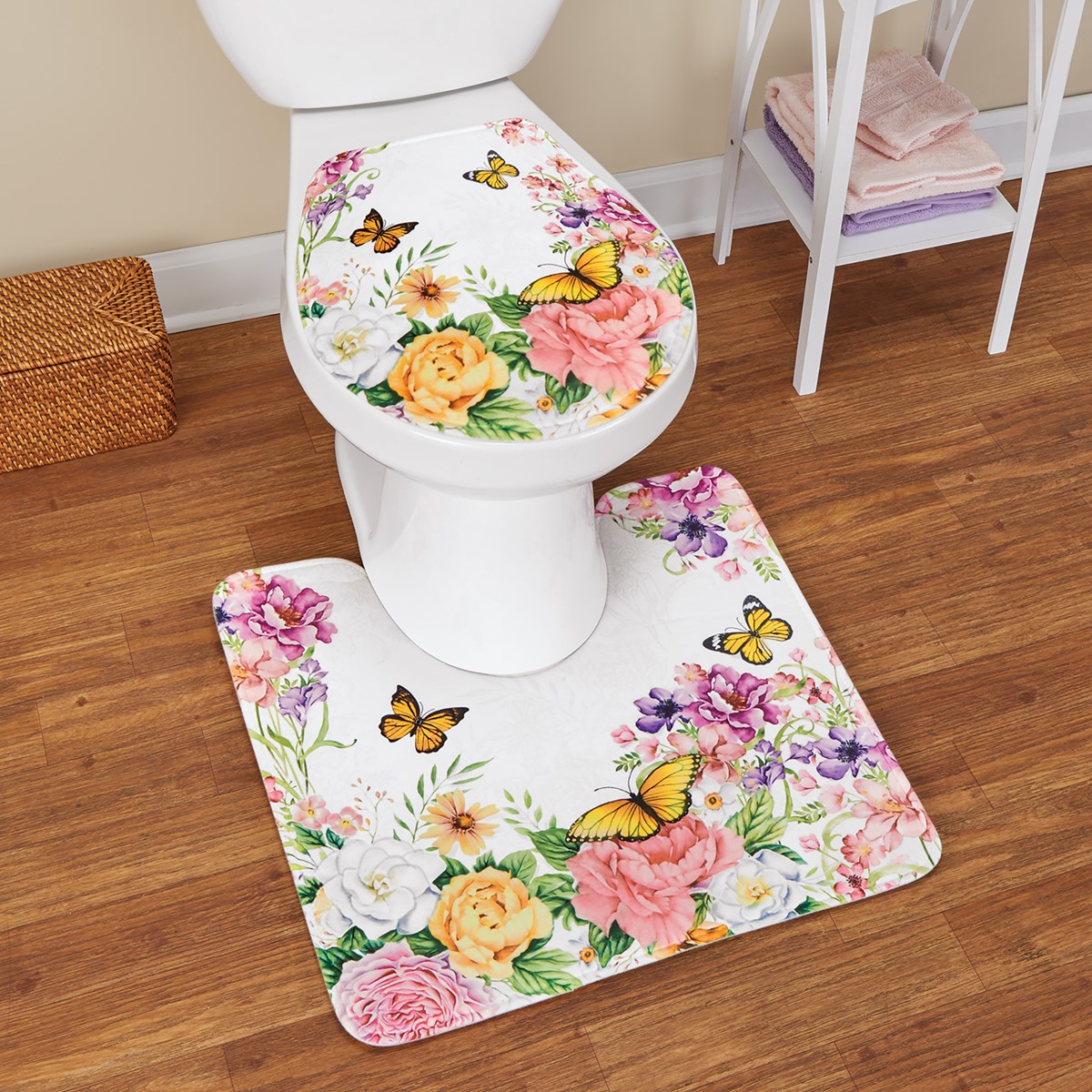 Beautiful Butterfly & Floral 2-Piece Commode Set | Collections Etc.