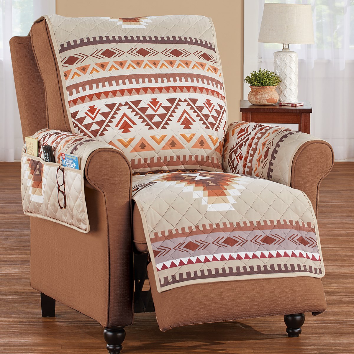 Quilted Neutral Southwest Aztec Furniture Cover | Collections Etc.