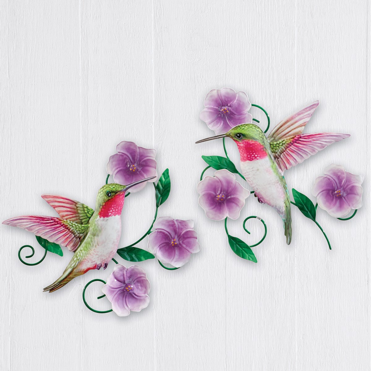 Hand-Painted Hummingbird Floral Wall Art - Set of 2 | Collections Etc.