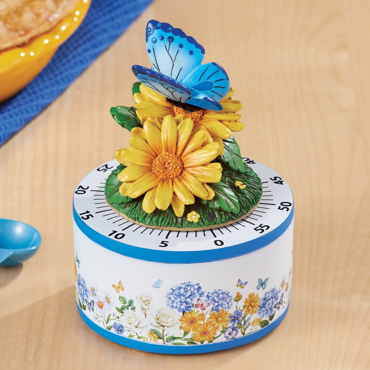 Hand-Painted Floral Butterfly Kitchen Timer | Collections Etc.