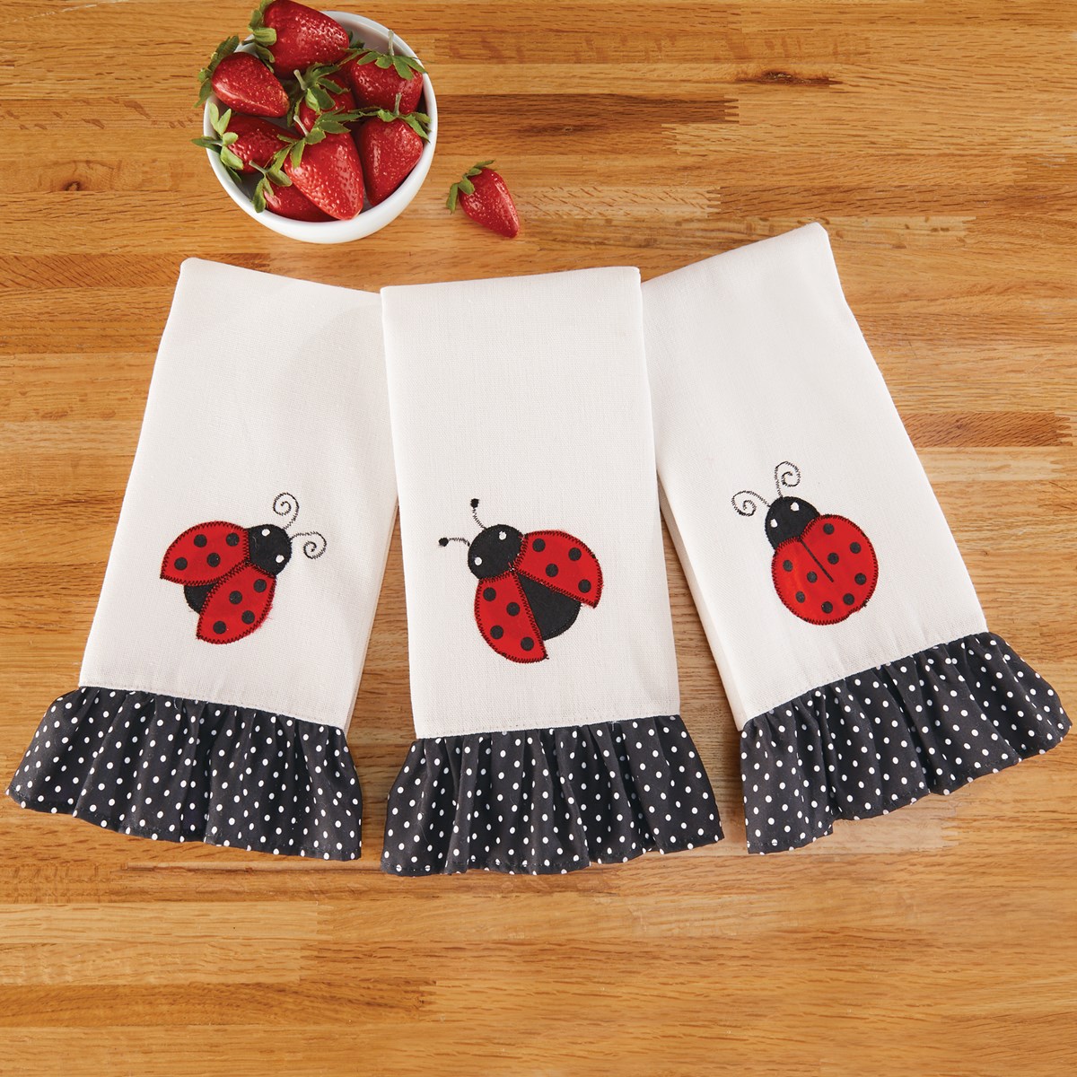 Charming Ladybug Hand Towels - Set of 3 | Collections Etc.
