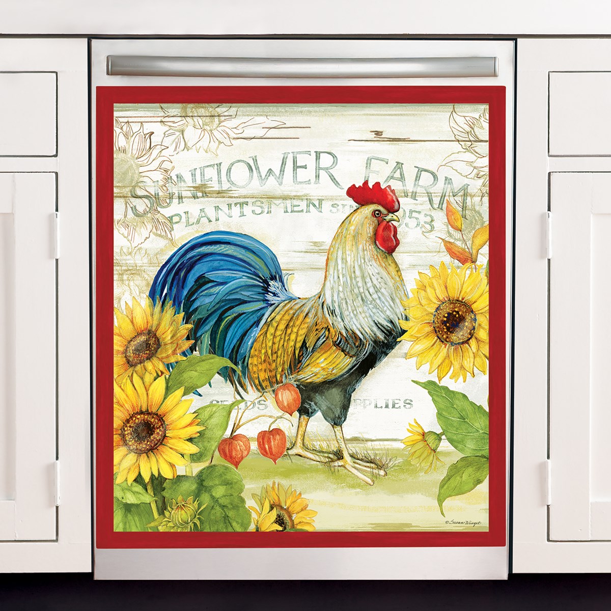 Country Rooster Dishwasher Magnet by Susan Winget | Collections Etc.