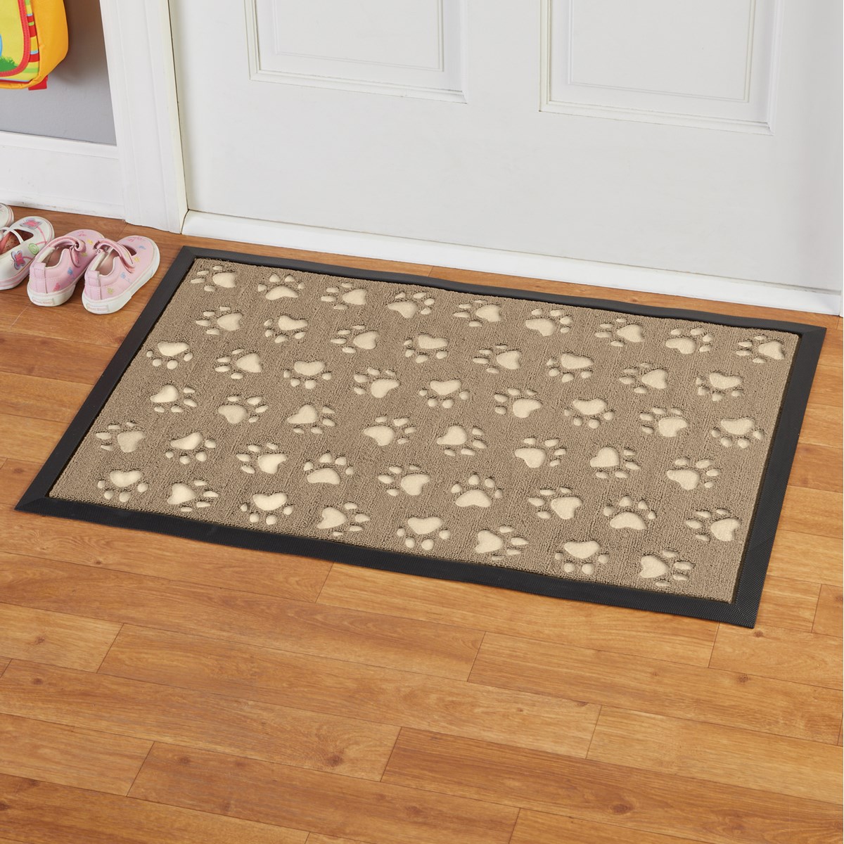 Paw Print Waterproof Skid-Resistant Backing Utility Rug | Collections Etc.