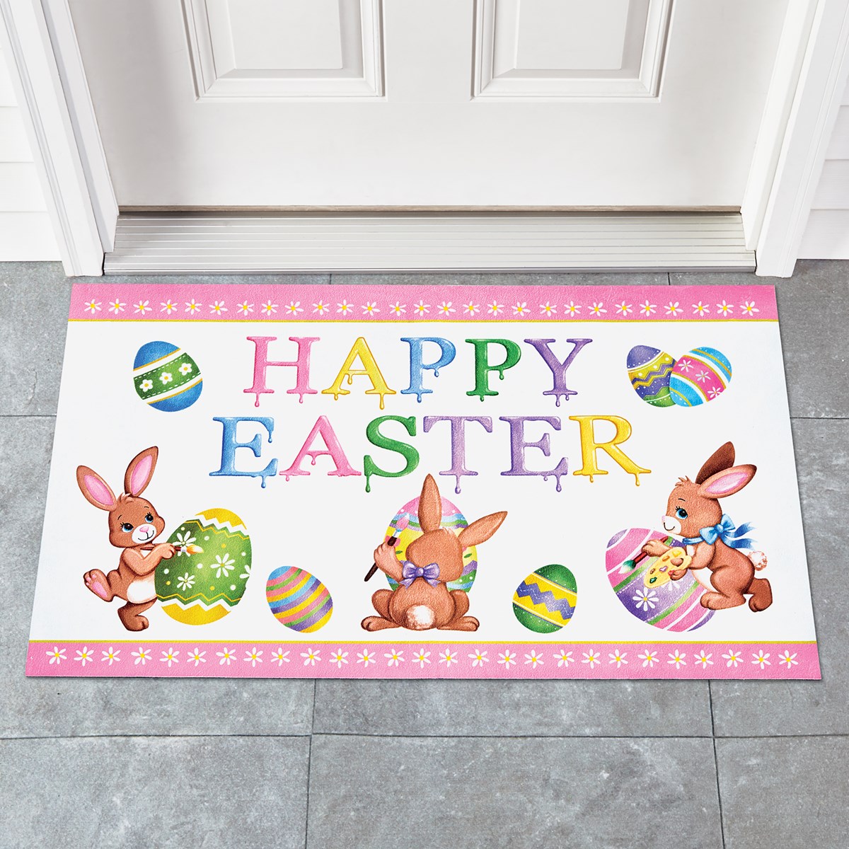 Happy Easter Pastel Skid-Resistant Door Mat | Collections Etc.
