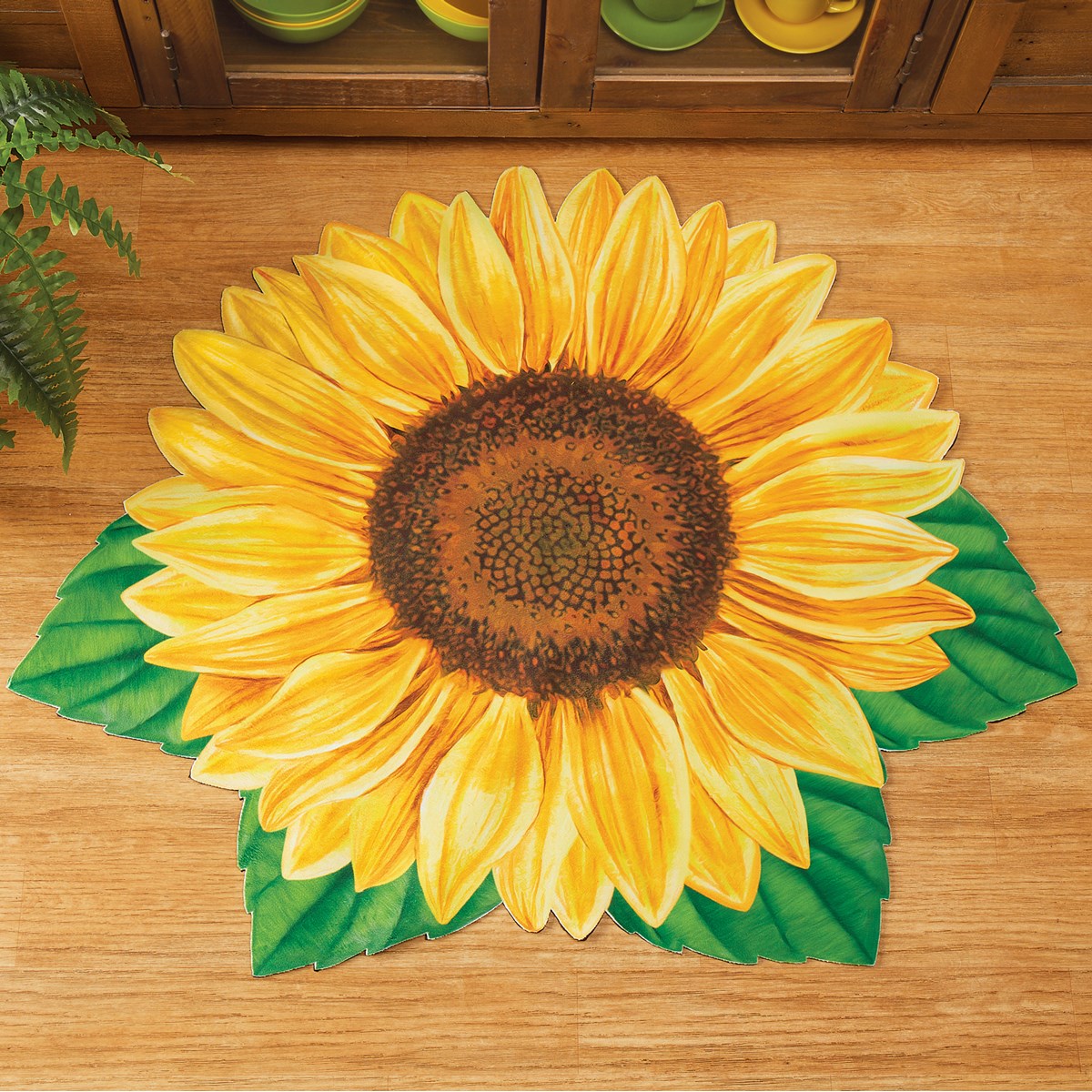 Unique Sunflower-Shaped Skid-Resistant Accent Rug | Collections Etc.