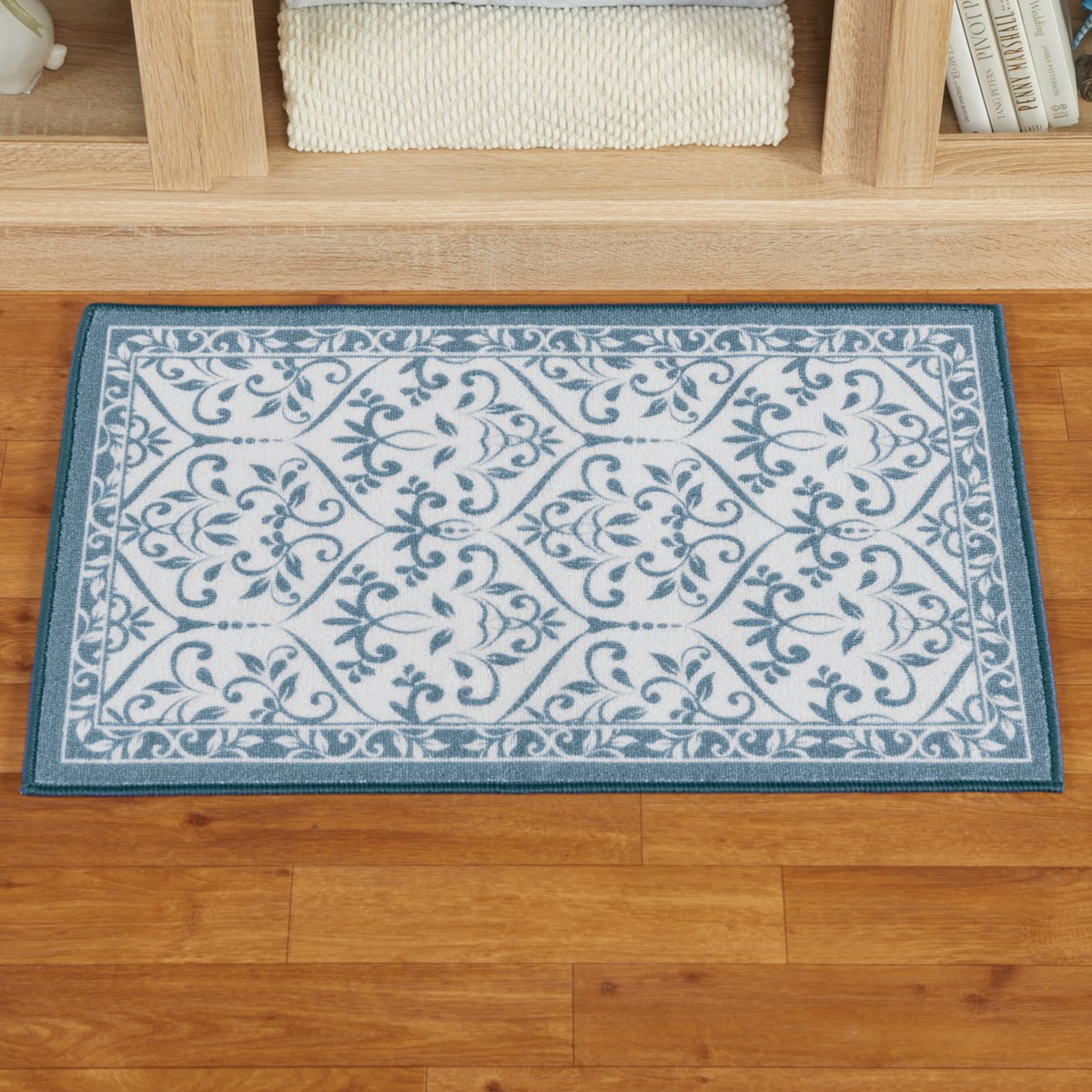 Elegant Medallion Scroll Skid-Resistant Accent Rug | Collections Etc.