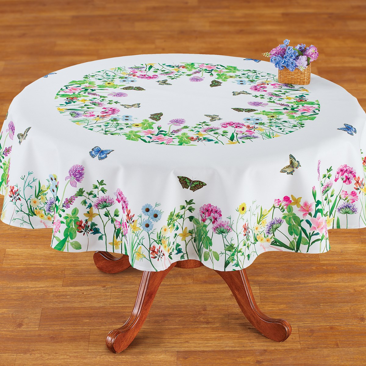 Spring Floral and Butterfly Printed Tablecloth | Collections Etc.