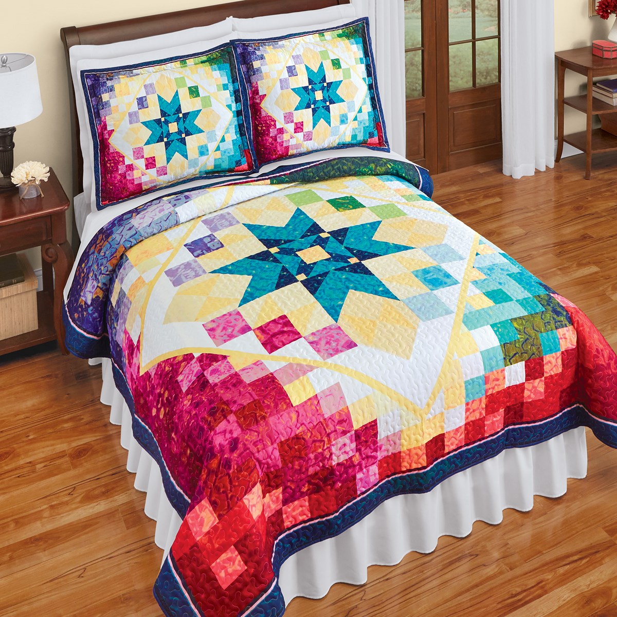 Reversible Colorful Kaleidoscope Quilt | Collections Etc.