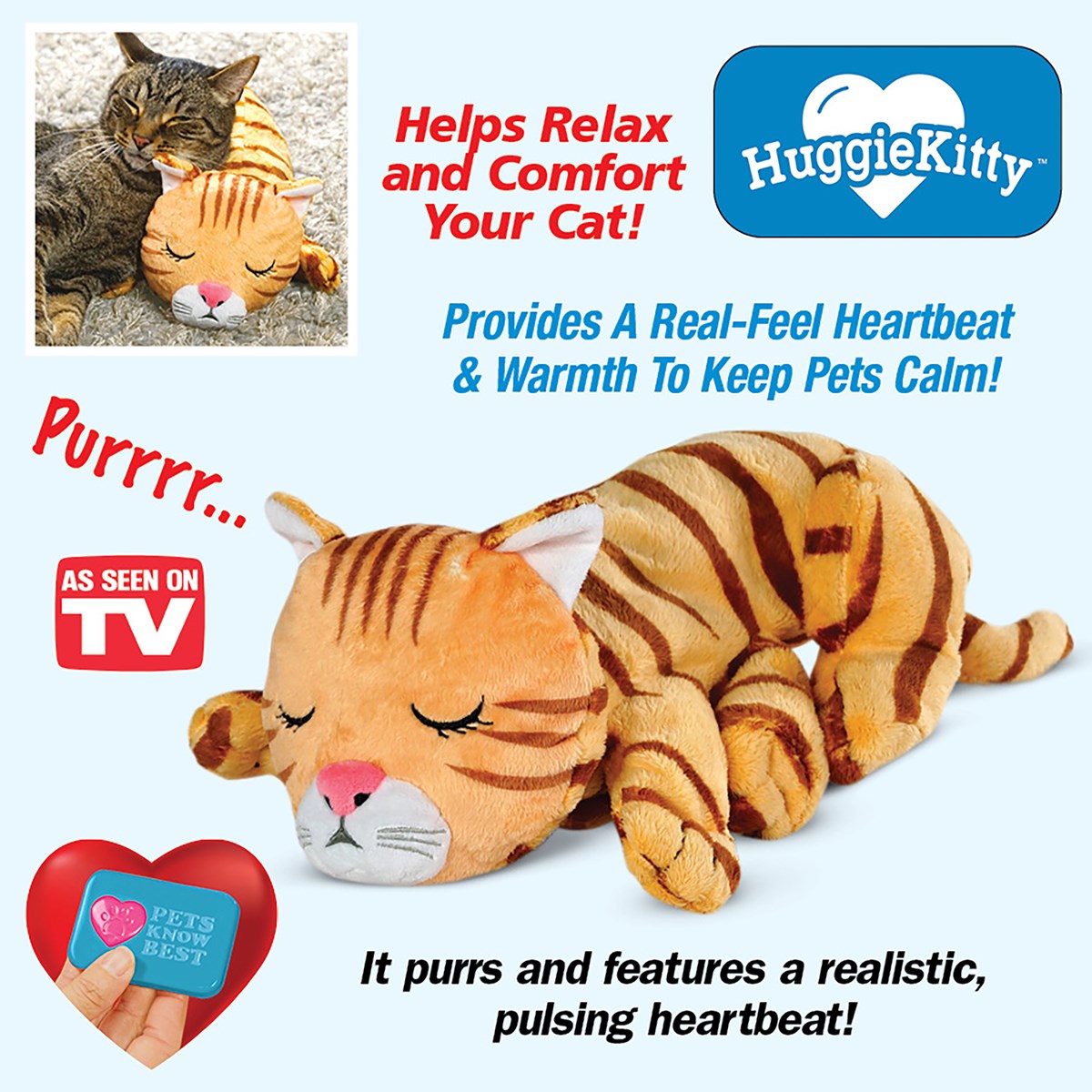Huggie Kitty with Removable Heat Pack Relaxing Cat Toy | Collections Etc.