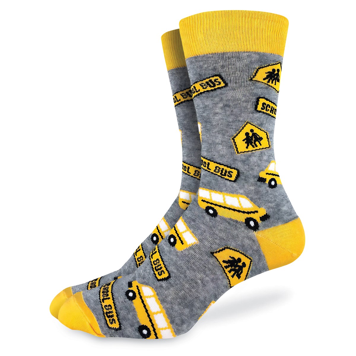 School Bus Men's Novelty Crew Socks with Reinforced Heel | Collections Etc.