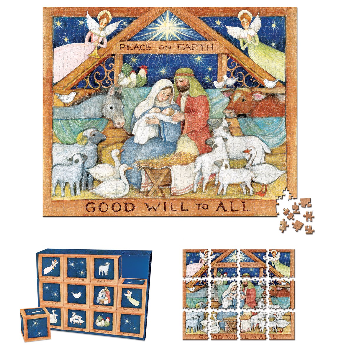 Nativity Scene Advent-Style 12 Mini Puzzles | Collections Etc.