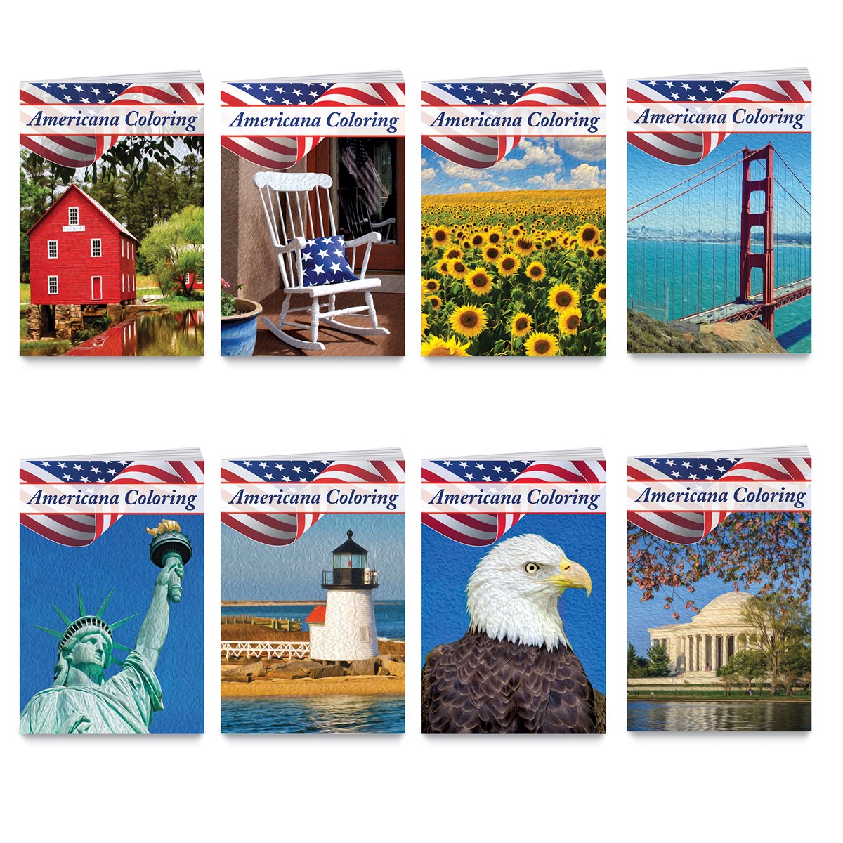 8-Piece Americana Coloring Books Set | Collections Etc.