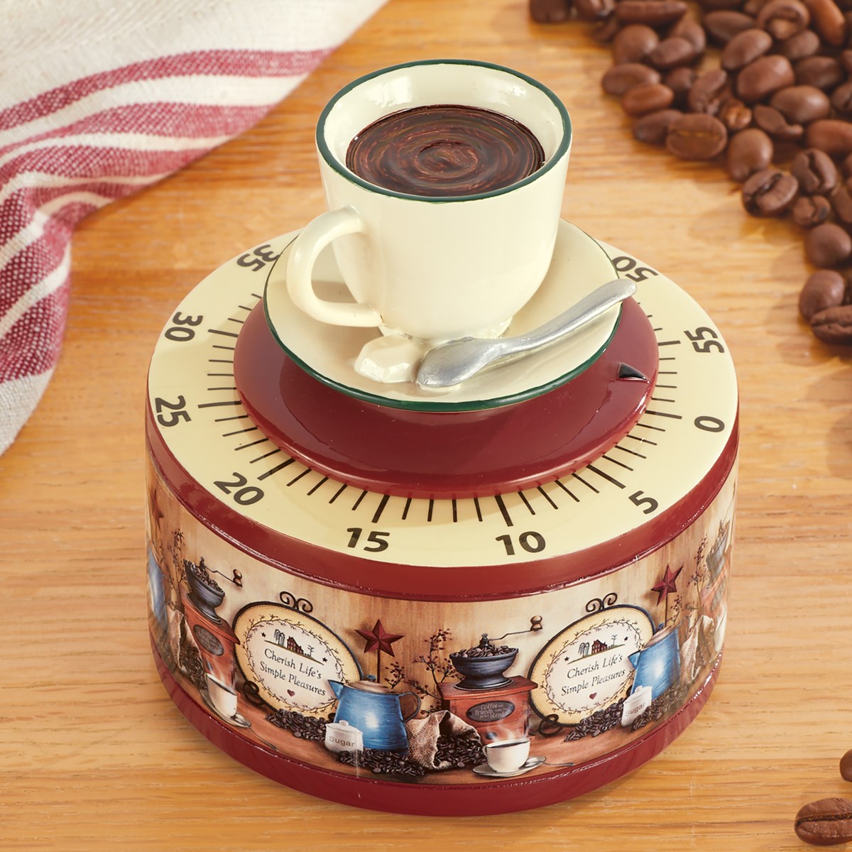 Hand-Painted Primitive Country Coffee Kitchen Timer | Collections Etc.