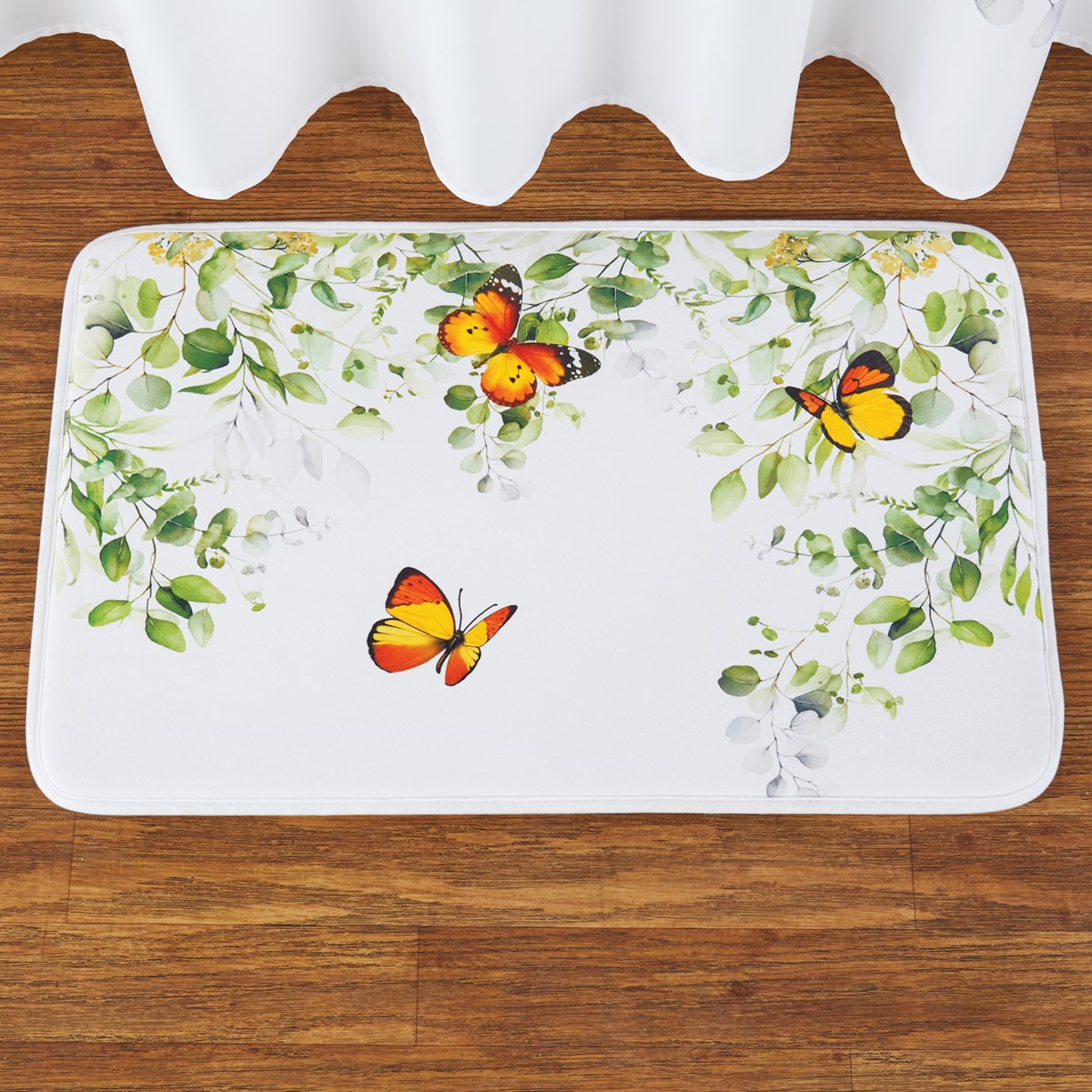 Beautiful Botanical Butterfly Cushioned Bath Mat | Collections Etc.